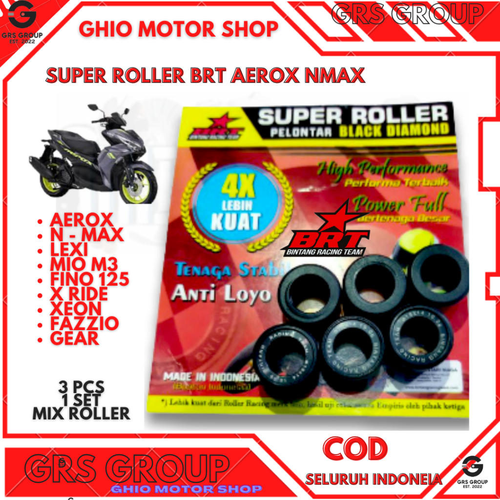 Jual PROMO SUPER ROLLER BRT AEROX NMAX LEXI MIO M3 FINO X RIDE 9 11 13 ...