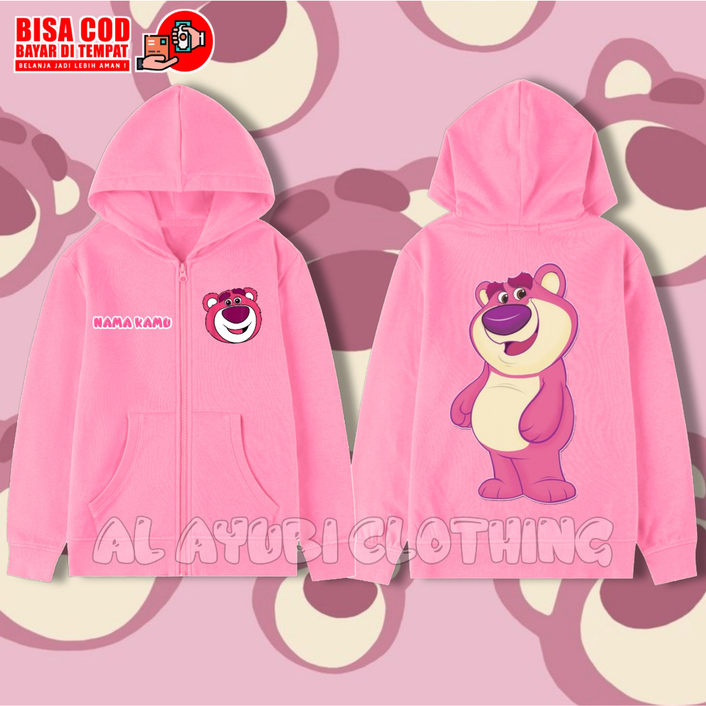 Jual Hoodie Zipper Anak Lotso Toy Story / Jaket Zipper Anak Lotso Toy ...