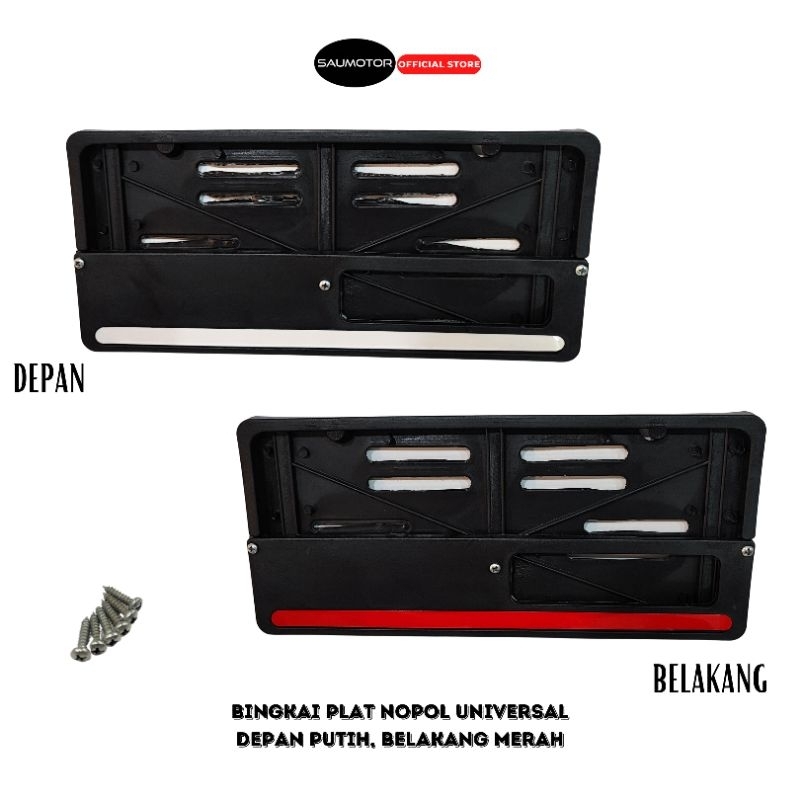 Jual Saumotor Bingkai tempat Plat Nopol motor 1 set isi 2 lis Merah ...