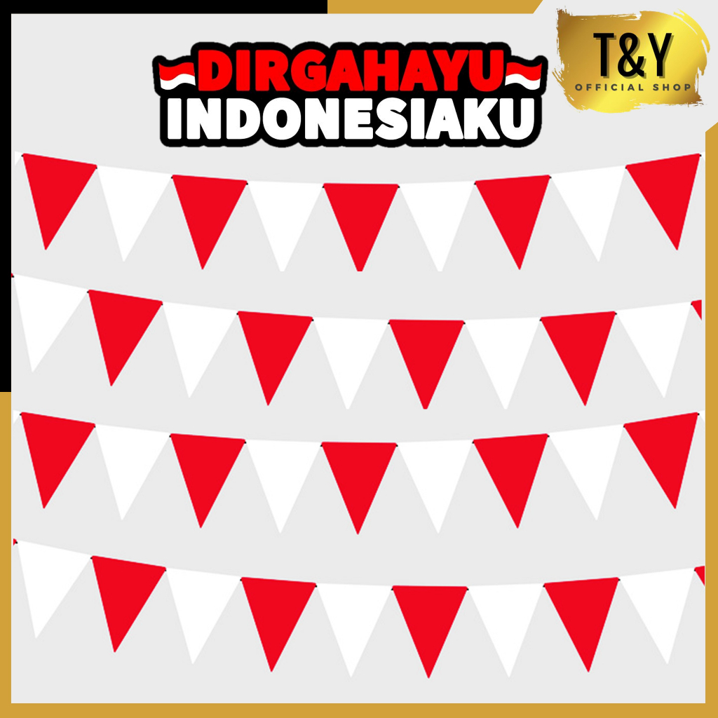 Jual T&Y Bendera Spanduk Merah Putih Segitiga 9Pcs Ulang Tahun Kemerdekaan Agustus Banner ...