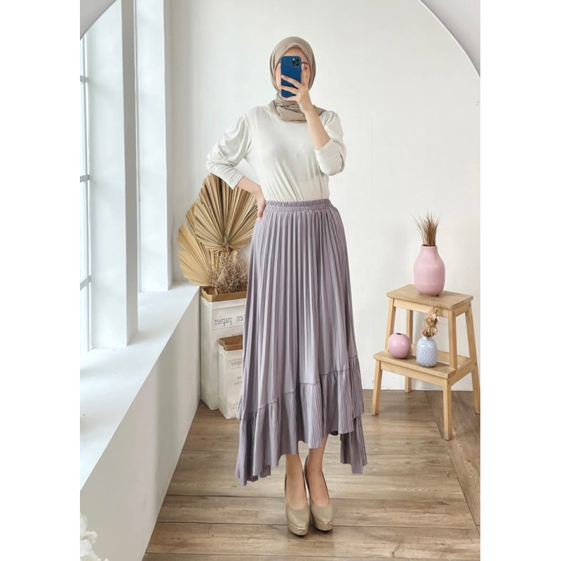 Jual ROK PLISKET 341 ANA ASIMETRIS RUFFLE HYGET MURAH LIDI PRISKET ...