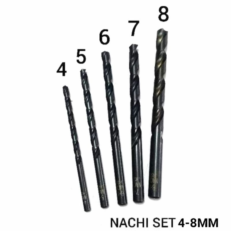 Jual satu paket mata bor besi Nachi Japan Diameter 4m 5m 6m 7m 8m straight ori | Shopee Indonesia