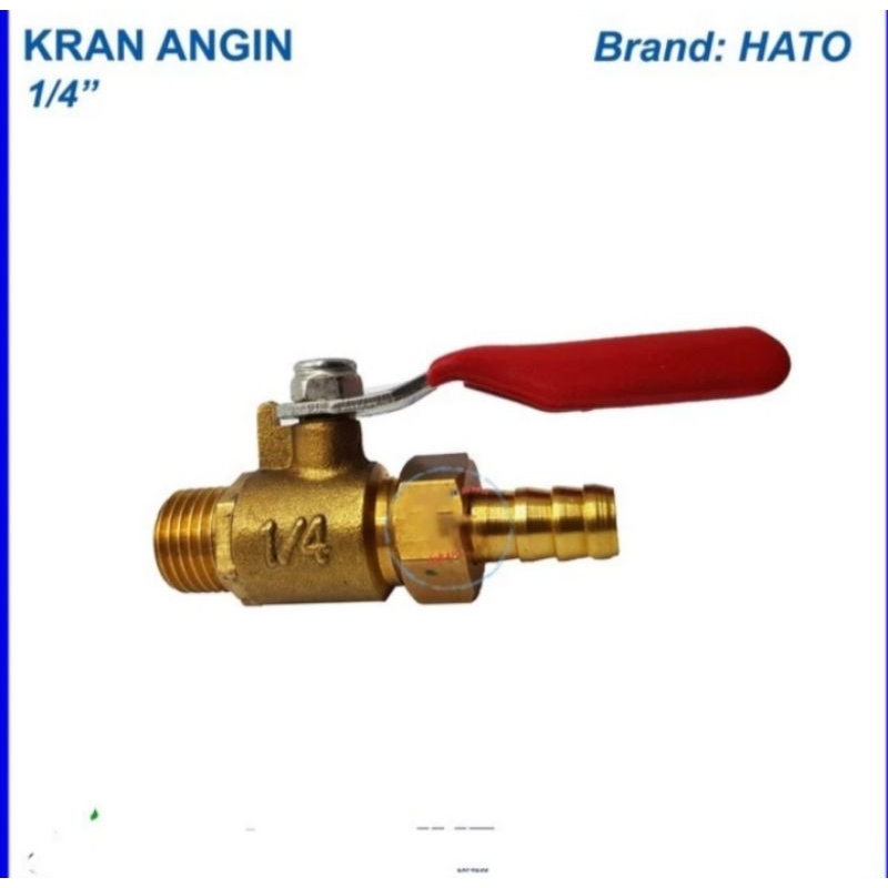 Jual Kran Angin 1/4" Hato Kran Gas Kran Compresor Kuningan Ball Valve ...