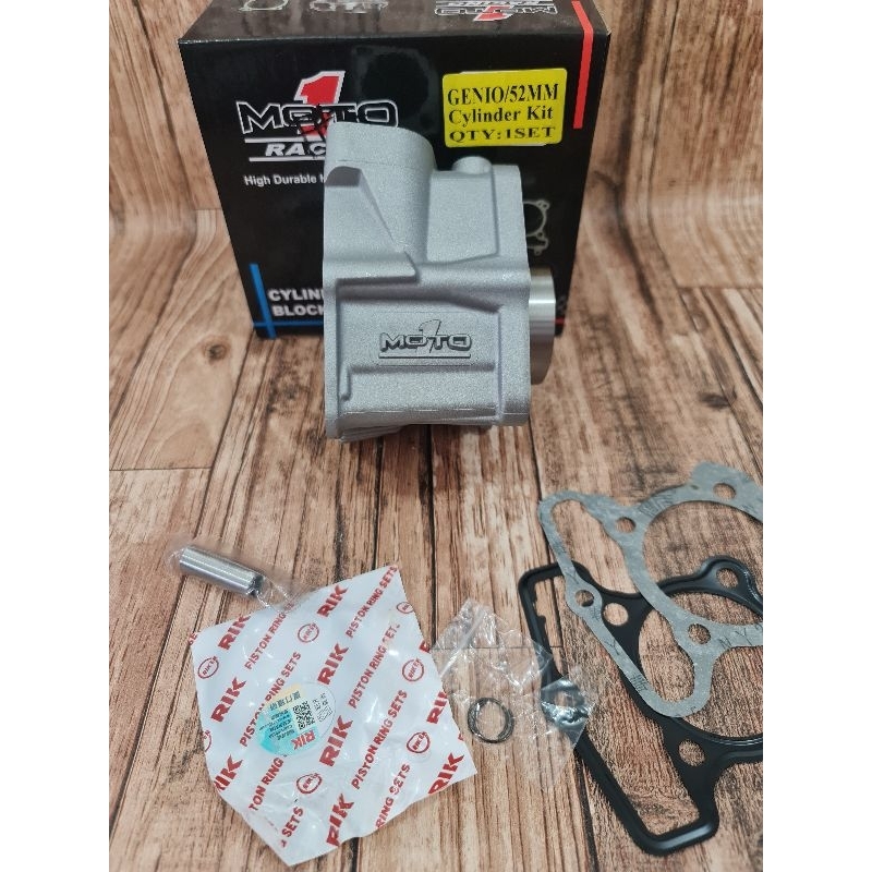 Jual blok seher moto1 motor genio 52mm 53mm set piston dan packing ...
