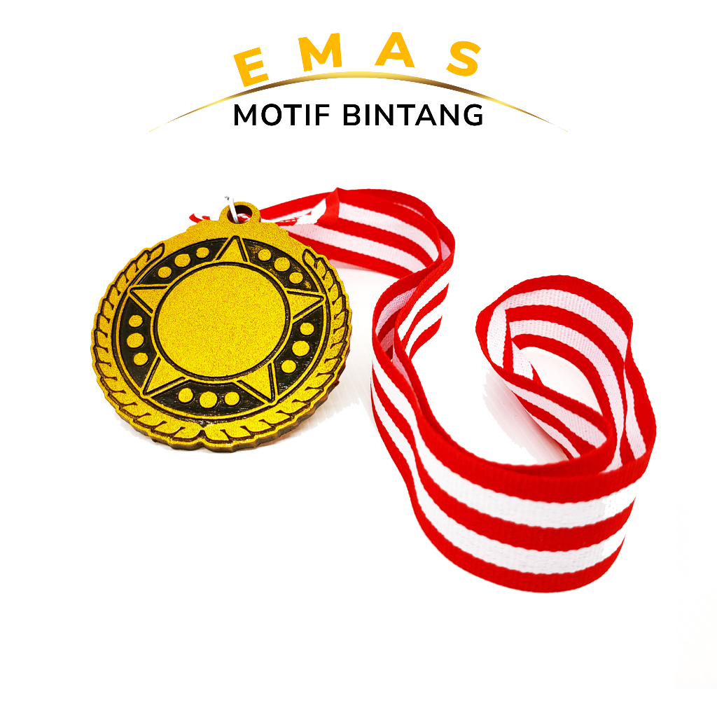 Jual Medali Emas Motif Bintang Bahan Resin Plus Tali Bukan Akrilik ...