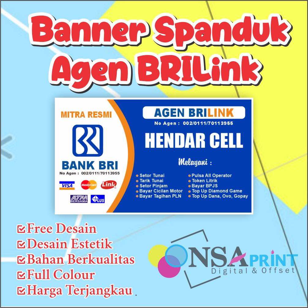 Jual Cetak Banner / Spanduk, Agen BRI Link, Bisa Request Desain & Free ...