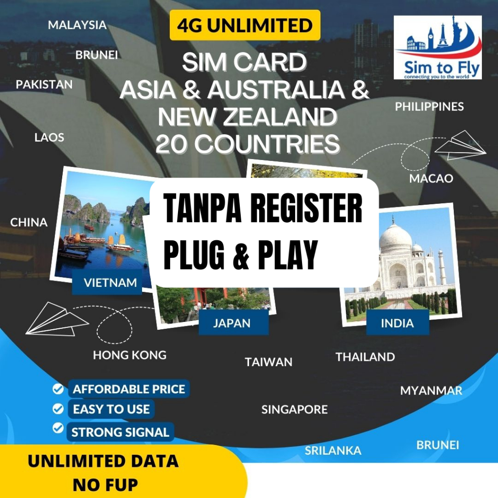 Jual Sim Card Asia Australia dan New Zealand 20 Negara ( Simcard Asia ...
