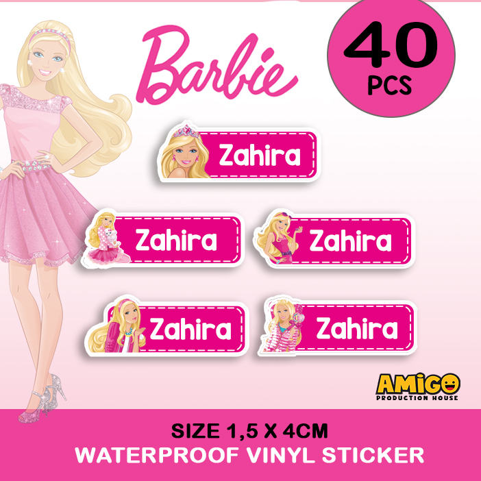 Jual Label Nama Barbie Alat Tulis ATK Stiker Nama Anak Sticker Label ...