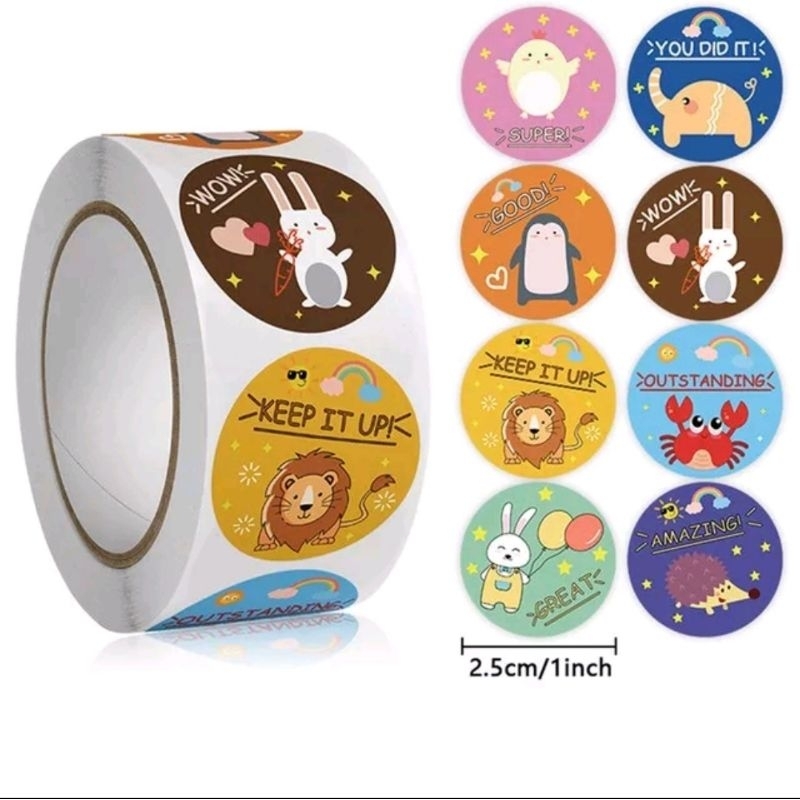 Jual Sticker Label Nilai Binatang Lucu Stiker Reward Anak 500pcs ...