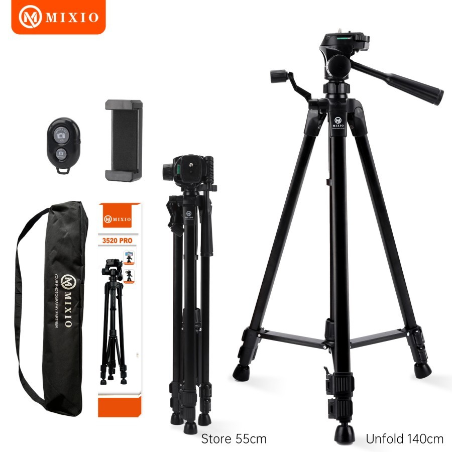 Jual MIXIO 3520PRO Tripod+Bluetooth Remote+Bag 145CM Profesional Tripod ...