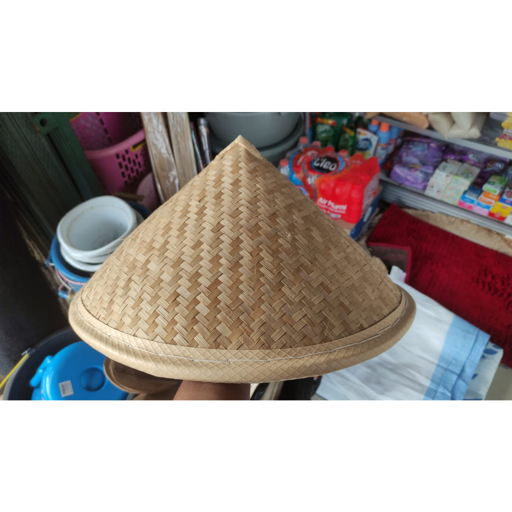 Jual Caping Bambu Topi Petani Caping Gunung Diameter 40CM Lis hijau ...
