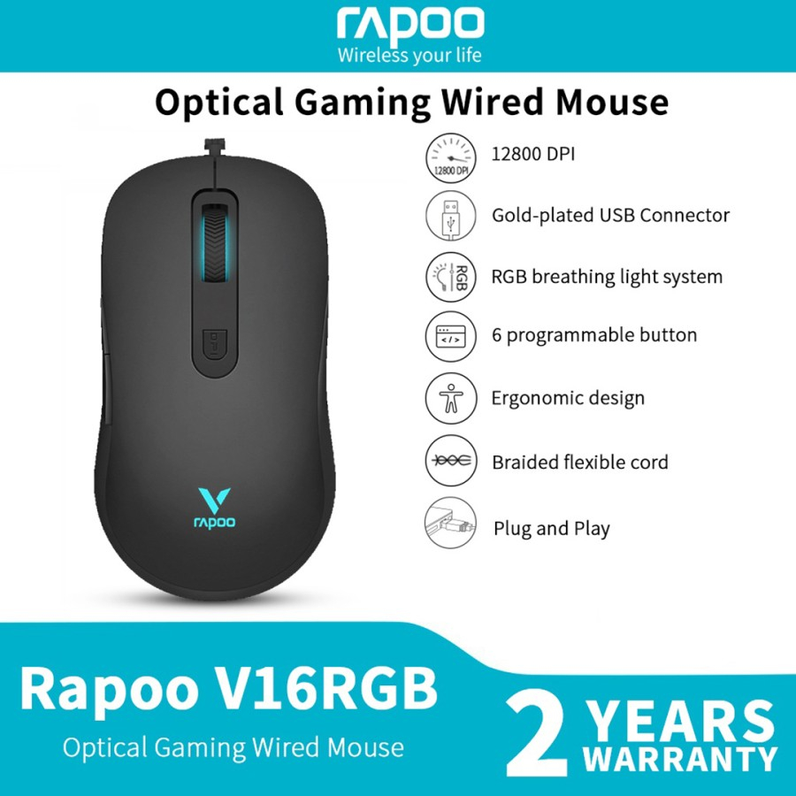 Jual Rapoo VPro V16RGB Mouse Gaming RGB Optical Original Garansi Resmi ...