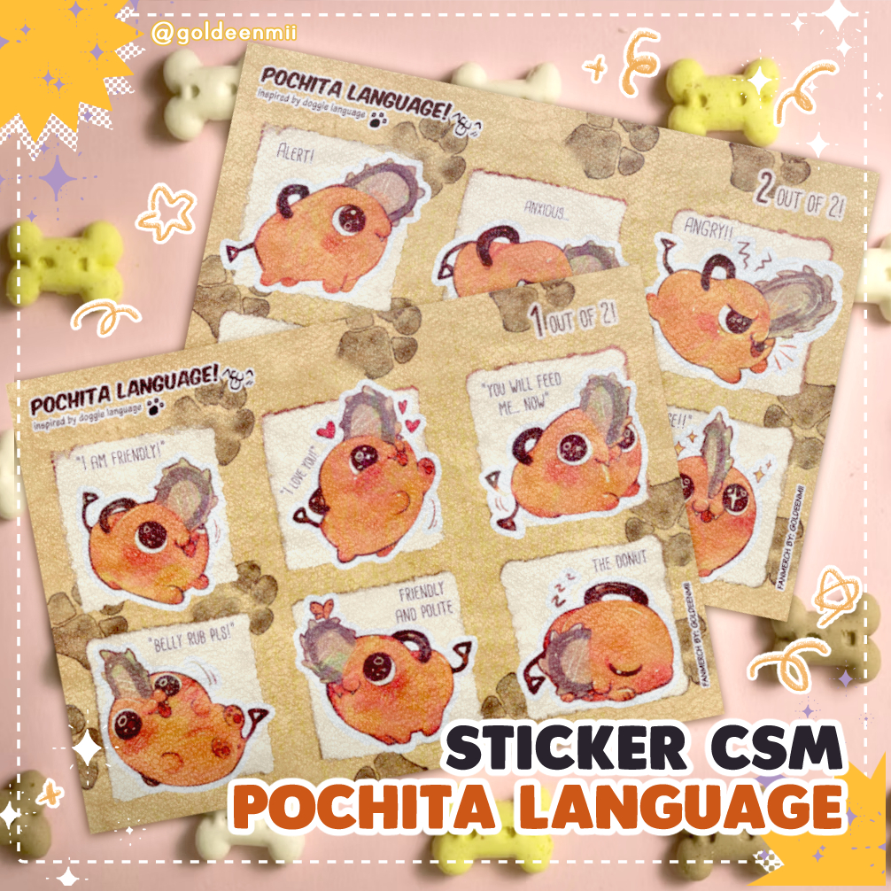 Jual [READY STOCK] CSM - Chainsaw Man Pochita Language Sticker Sheet ...