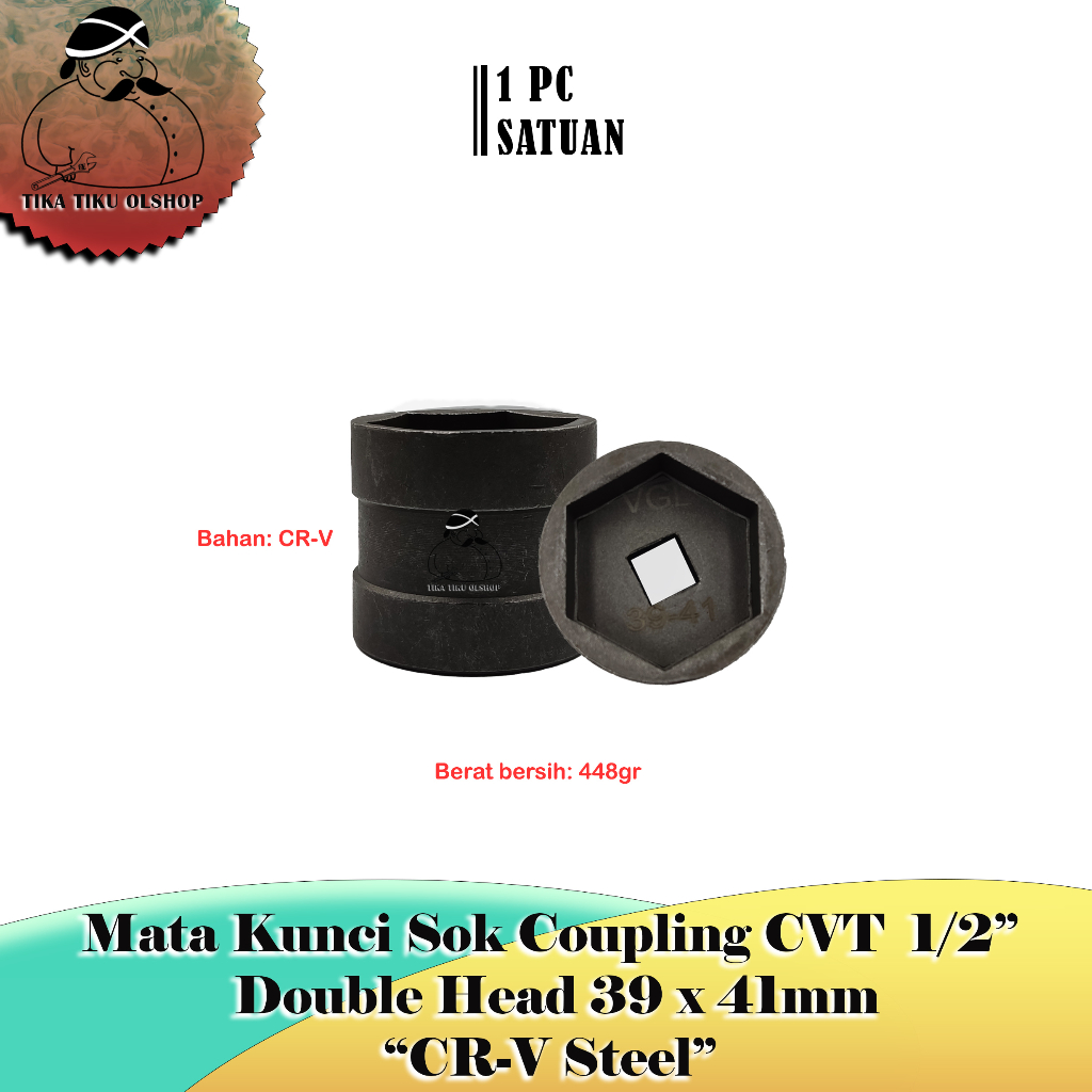 Jual Mata Kunci Sok Coupling CVT 39x41mm DoubleHead Socket Impact 1/2" [Pc] | Shopee Indonesia