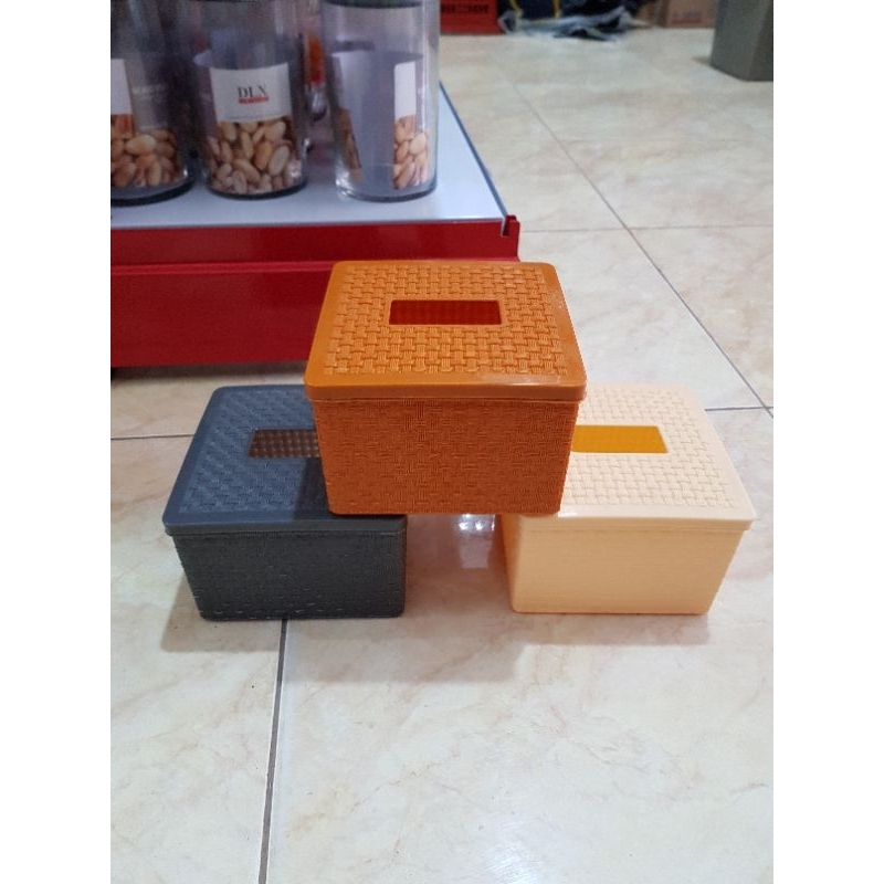 Jual Tempat Tisu Plastik Motif Anyam Rotan/Kotak Tissu kotak persegi ...