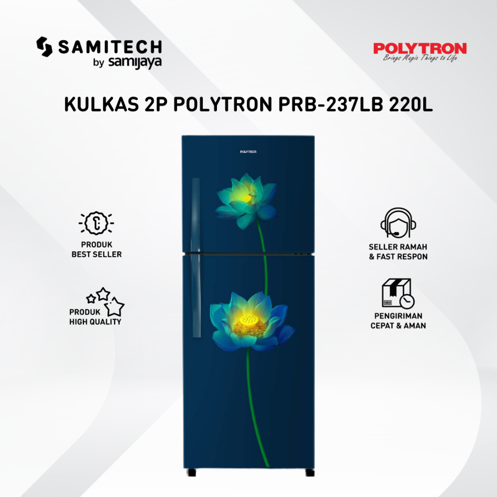 Jual KULKAS 2 PINTU POLYTRON PRB-237LB/ PRB 237LB BLUE LOTUS 220 LITER ...