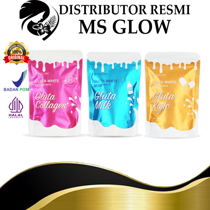 Jual Gluta White Soap MS GLOW > with Gluta Collagen > with Gluta Milk ...