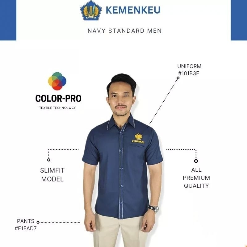 Jual Seragam Kerja Khusus Kementrian Keuangan TERBARU Pria Navy Putih ...