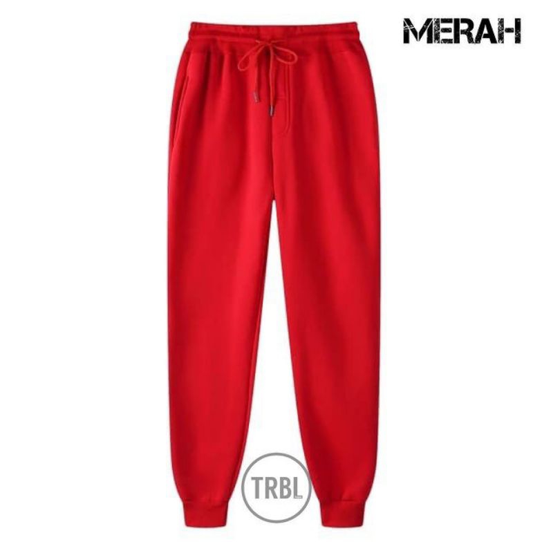 Jual JOGGER PANTS MERAH CELANA OLAHRAGA PANJANG BAHAN LEMBUT MENYERAP ...