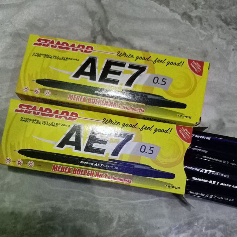 Jual Pena bolpen standard AE 7 original 1pack 12 pcs | Shopee Indonesia