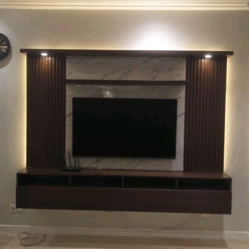 Jual backdrop tv panel wpc lampu atas dan belakang | Shopee Indonesia