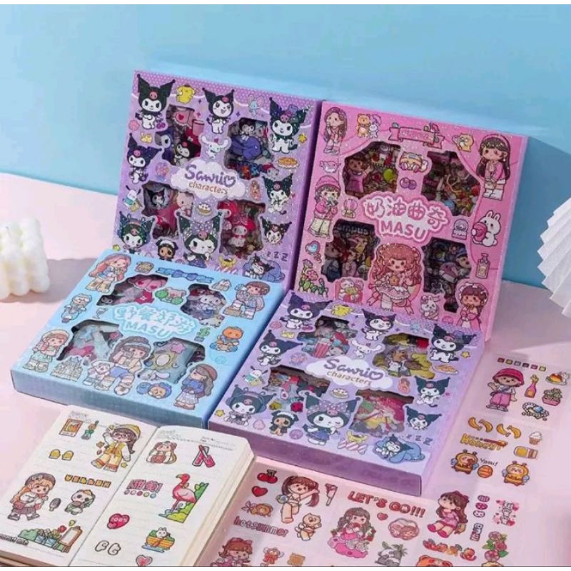 Jual 1 box isi 100 lembar stiker dekorasi motif lucu Labubu Popmart ...