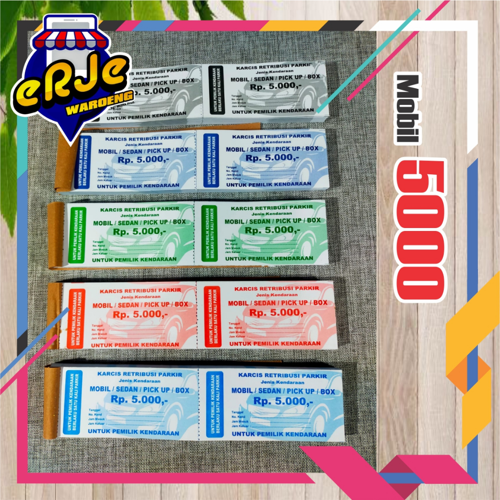 Jual Karcis Parkir Mobil R4 100 lembar 2 sisi universal warna HVS ...