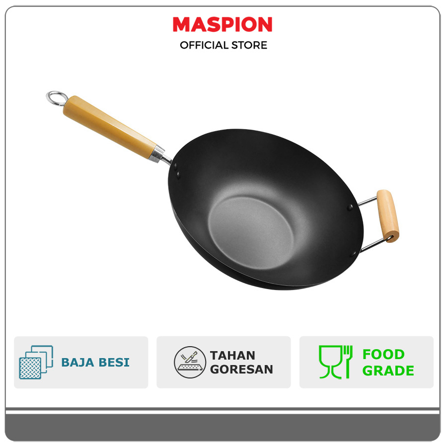 Jual Maspion Wajan Anti Lengket Kiku Wok With Helper Handle 33 cm ...