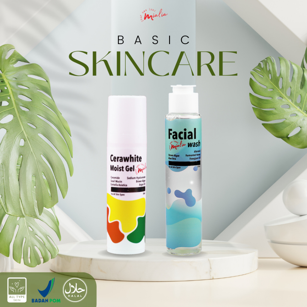 Jual Mialia Basic Skincare Pembersih dan Pelembab Wajah Brightening ...