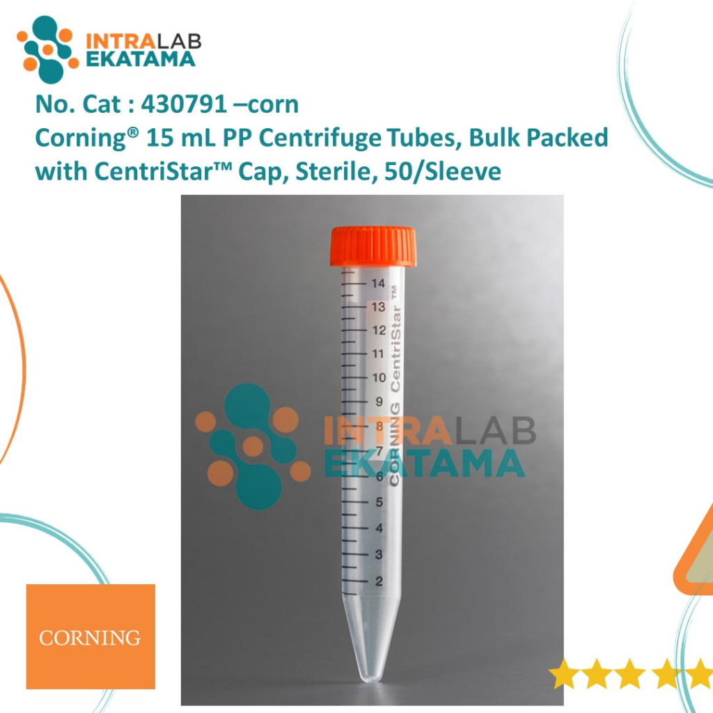 Jual Corning® 15 mL PP Centrifuge Tubes, Bulk Packed with CentriStar™ Cap, Sterile, 50/Sleeve ...
