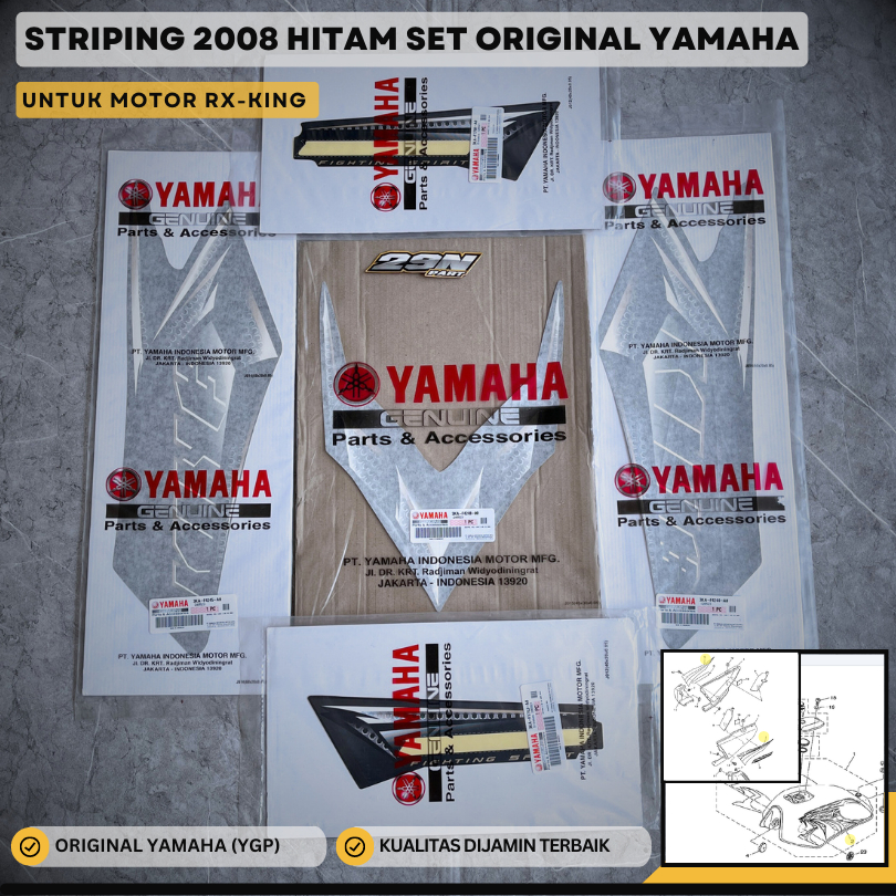 Jual STRIPING STICKER TANGKI TANK DOP AKI SET 2008 HITAM RX KING ...