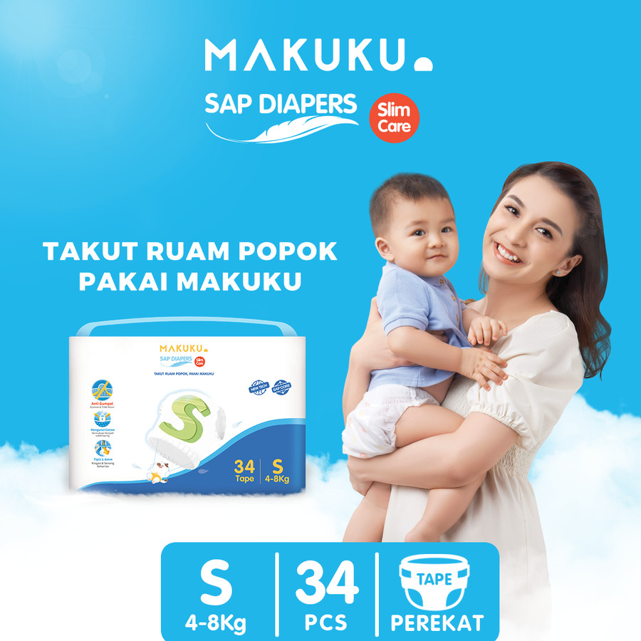 Jual MAKUKU SAP Diapers Slim Care Popok Bayi SAP S34 | Shopee Indonesia