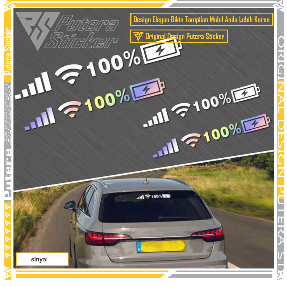 Jual Stiker Mobil Vinil Reflektif 100% Wifi Tingkat Baterai Sinyal Lucu | Shopee Indonesia