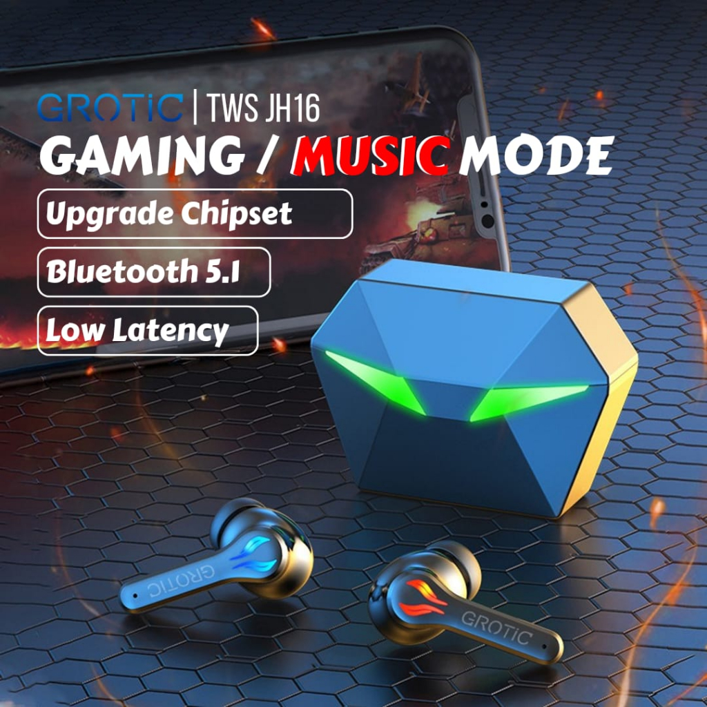 Jual GROTIC Headset Bluetooth Gaming Earphone Wireless Dual Mode Game ...