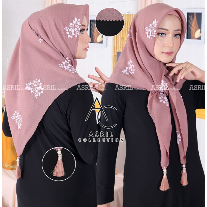 Jual HIJAB CUT SEGI EMPAT BUNGA LILI TASEL//HIAJAB SEGI EMPAT WAFLE ...