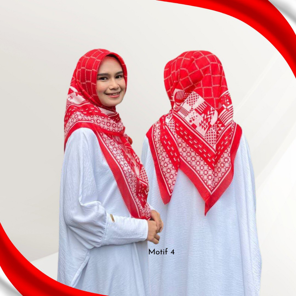 Jual SCARF SEGI EMPAT HIJAB MERAH KEMERDEKAAN | Shopee Indonesia