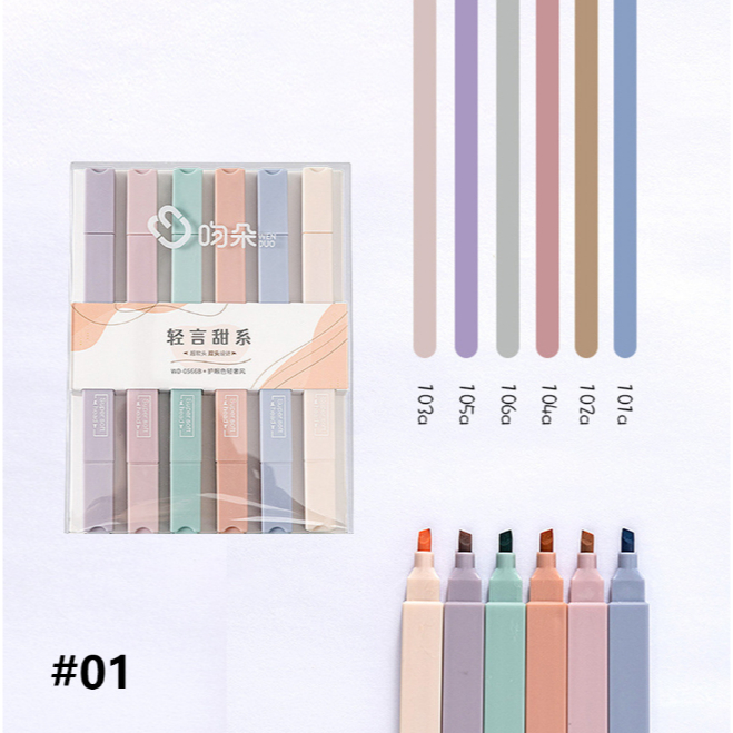 Jual Highlighter SET 6 colors Morandi Macaron / Penebal spidol 1 set ...