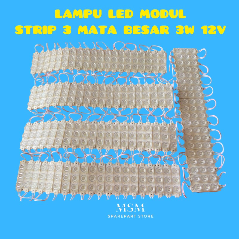Jual LAMPU LED MODUL STRIP 3 MATA BESAR 3W 12V | Shopee Indonesia