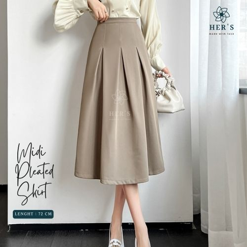 Jual Her's - Selena Midi Skirt - Korean Pleated Skirt - Rok Midi - Rok ...