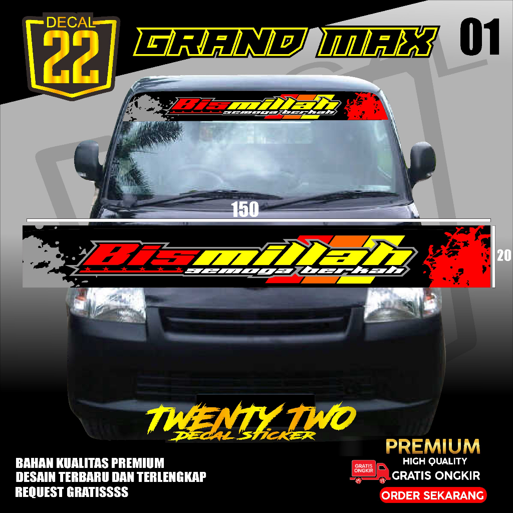 Jual Stiker Kaca Depan Grandmax | Carry | Semua Mobil Pick Up TTD 01 ...