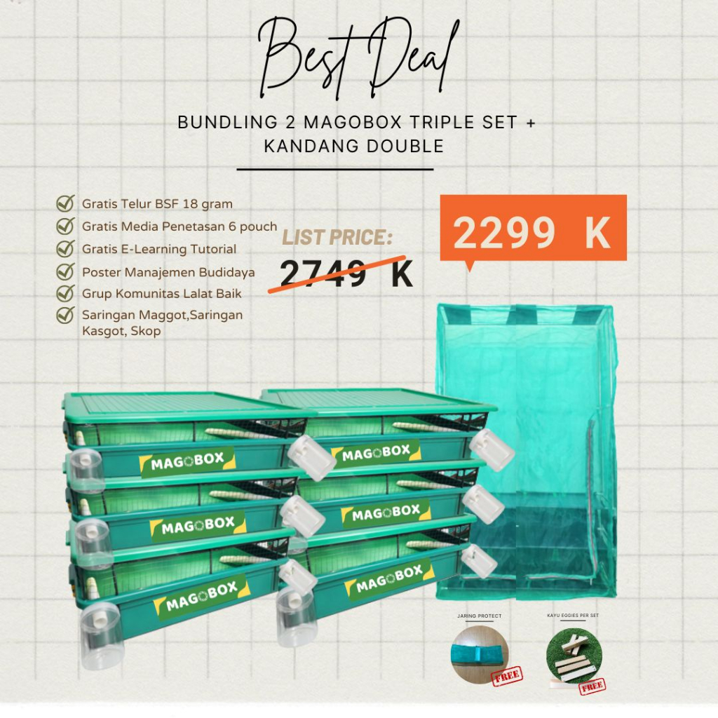 Jual 2 Triple Set Bundling Kandang BSF Rangka Double Free Jaring ...