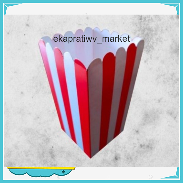 Jual Box Popcorn Isi 100pcs Ukuran 8x8x13 cm Motif Garis Merah | Shopee ...