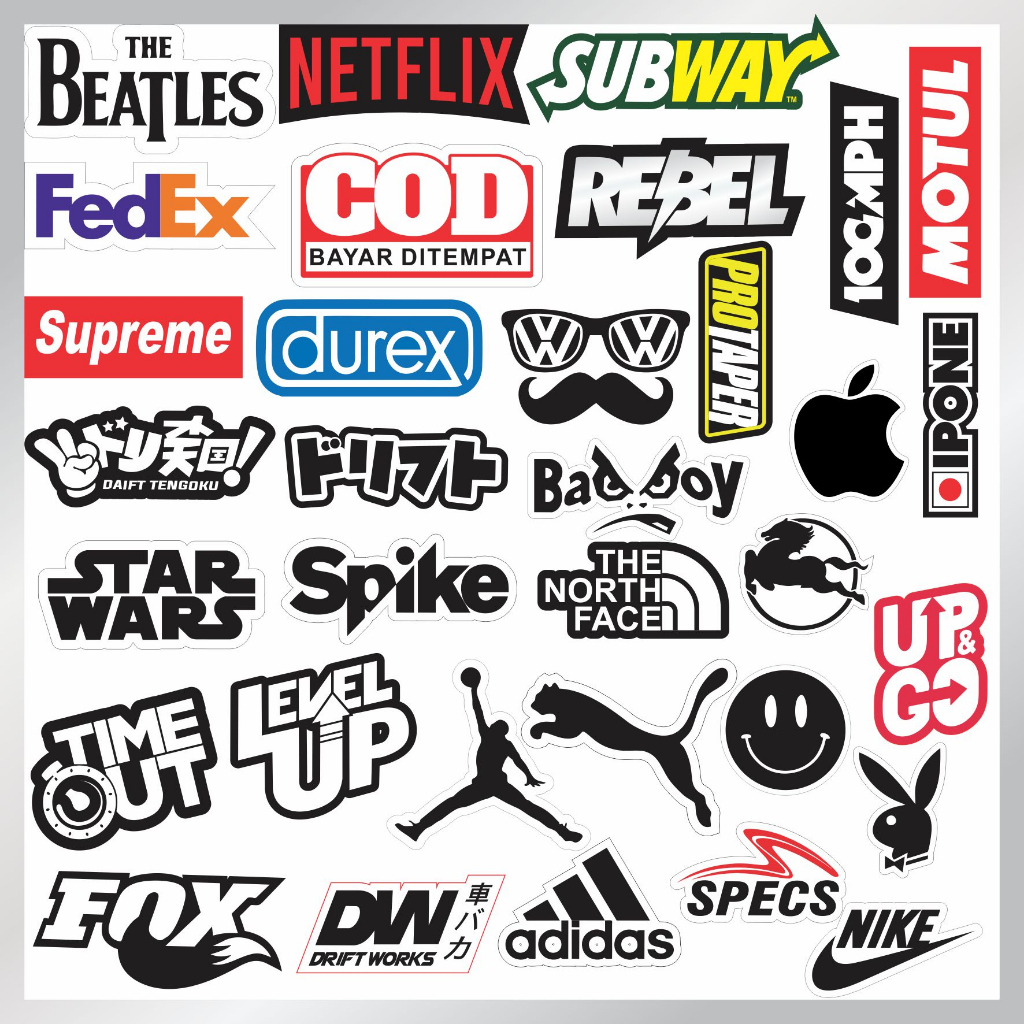 Jual 40 PCS STICKER LOGO BRAND AESTHETIC / Stiker Helem / Stiker Laptop ...