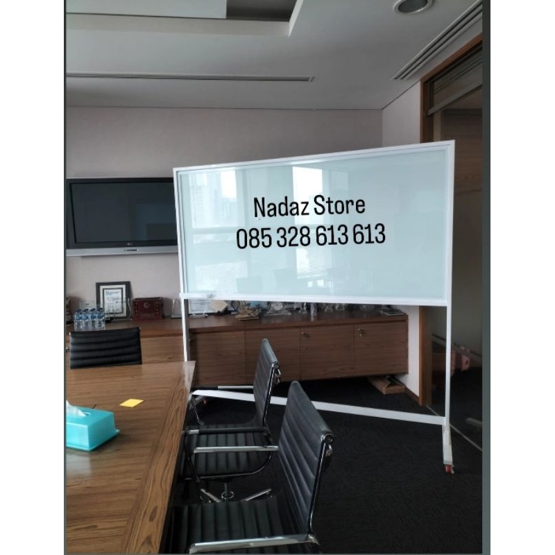 Jual Glassboard standing non magnetik 5mmb/ glassboard kaki roda non ...
