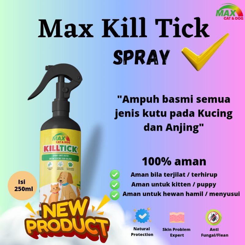 Jual Spray Obat Kutu Kucing Anjing 250ML Ampuh MAX KILL TICK | Shopee ...