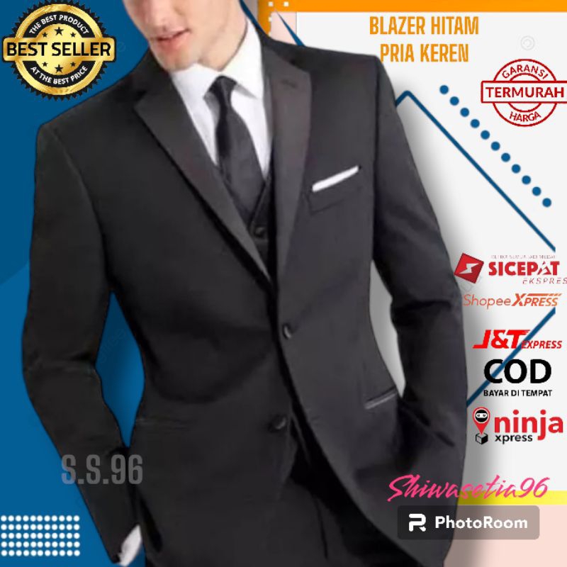 Jual Jas Resmi Jas Pria Blazer Formal Pria Hitam | Shopee Indonesia