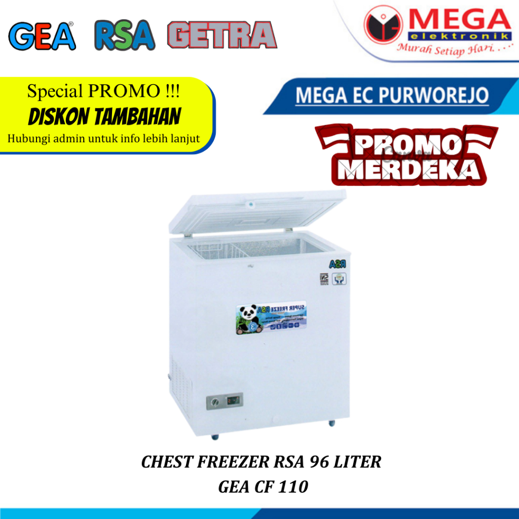 Jual CHEST FREEZER RSA/GEA CF 110 KAPASITAS 96 LITER KOTAK FREEZER ...