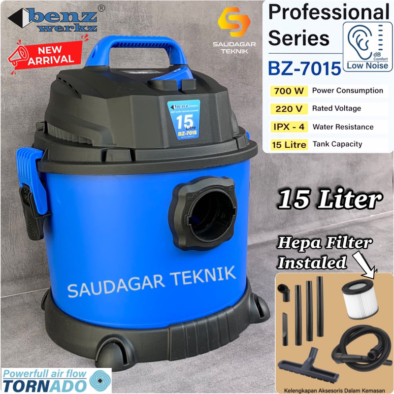 Jual Vacuum Cleaner 15 Liter Benz Tangki Stainless Steel Wet Dry Vacum ...
