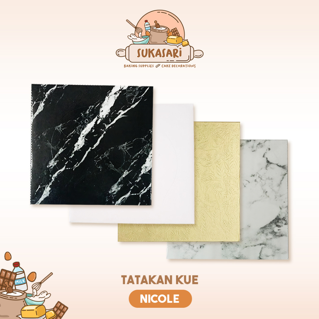 Jual Sukasari - Tatakan Kue Nicole Warna Putih, White Marble, Black ...
