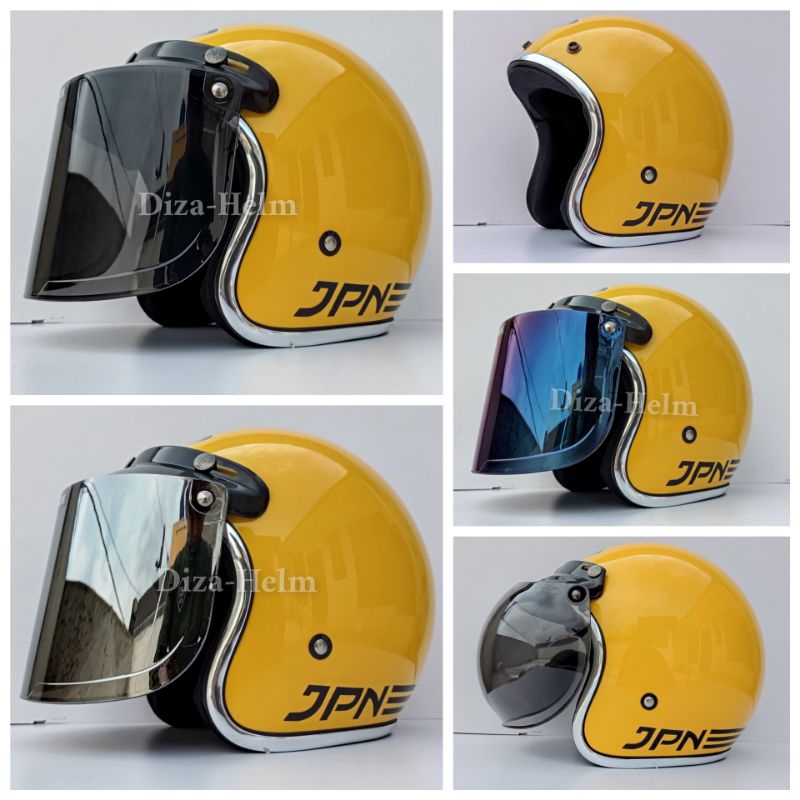 Jual Helm JPN List Chrome Kuning metalik | Shopee Indonesia